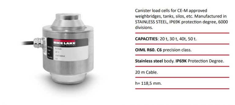 Rice Lake Canister Load Cells, In Stainless Steel, “RL5426” Series ...